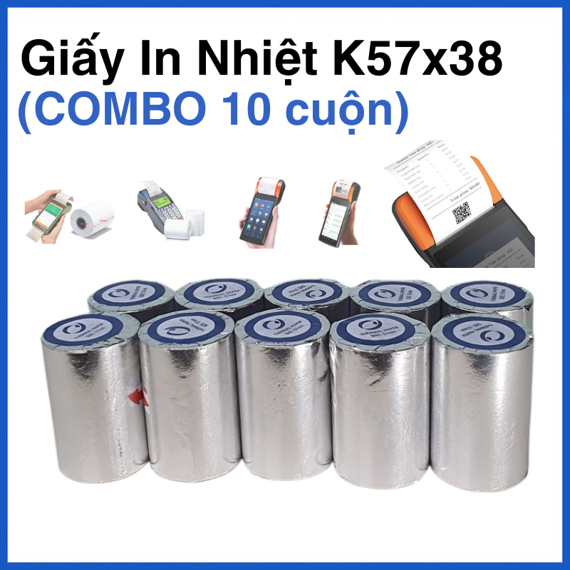 [COMBO 10 CUỘN] Giấy In Nhiệt K57x38mm – Dùng Cho Máy POS Cầm Tay K58 ...