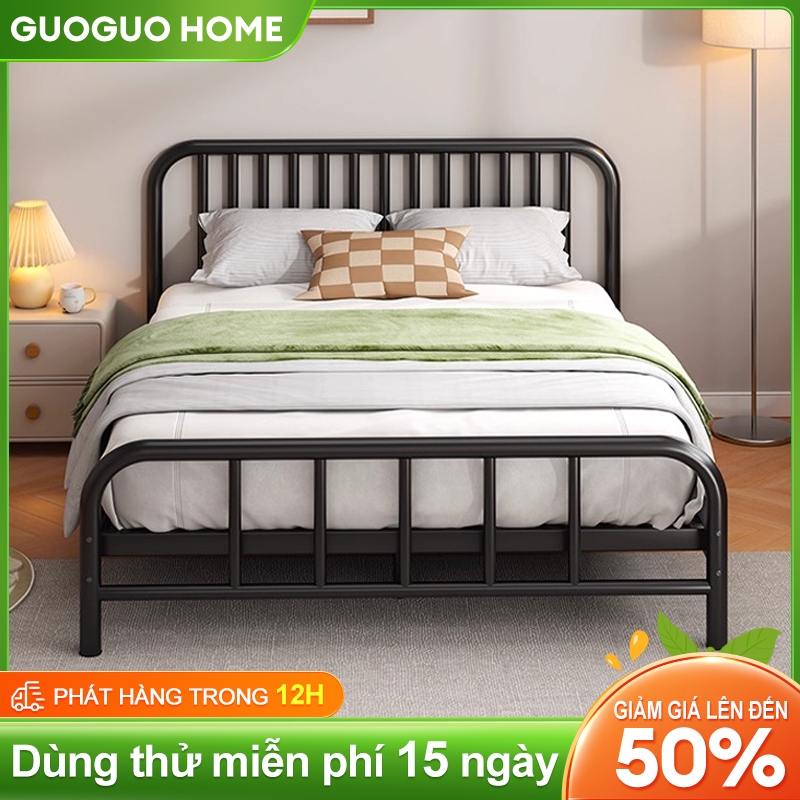 GUOGUO Giường sắt nghệ thuật hiện đại, khung sắt chắc chắn, giá rẻ và ...