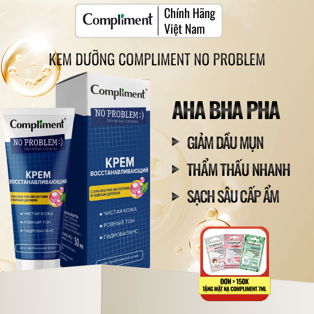 Kem Dưỡng Compliment No Problem AHA BHA PHA ngừa mụn, dưỡng ẩm, kiềm ...