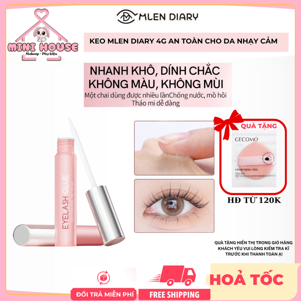 MLEN DIARY Keo gắn mi không cay mắt, Bền chặt nhanh khô không vón cục ...