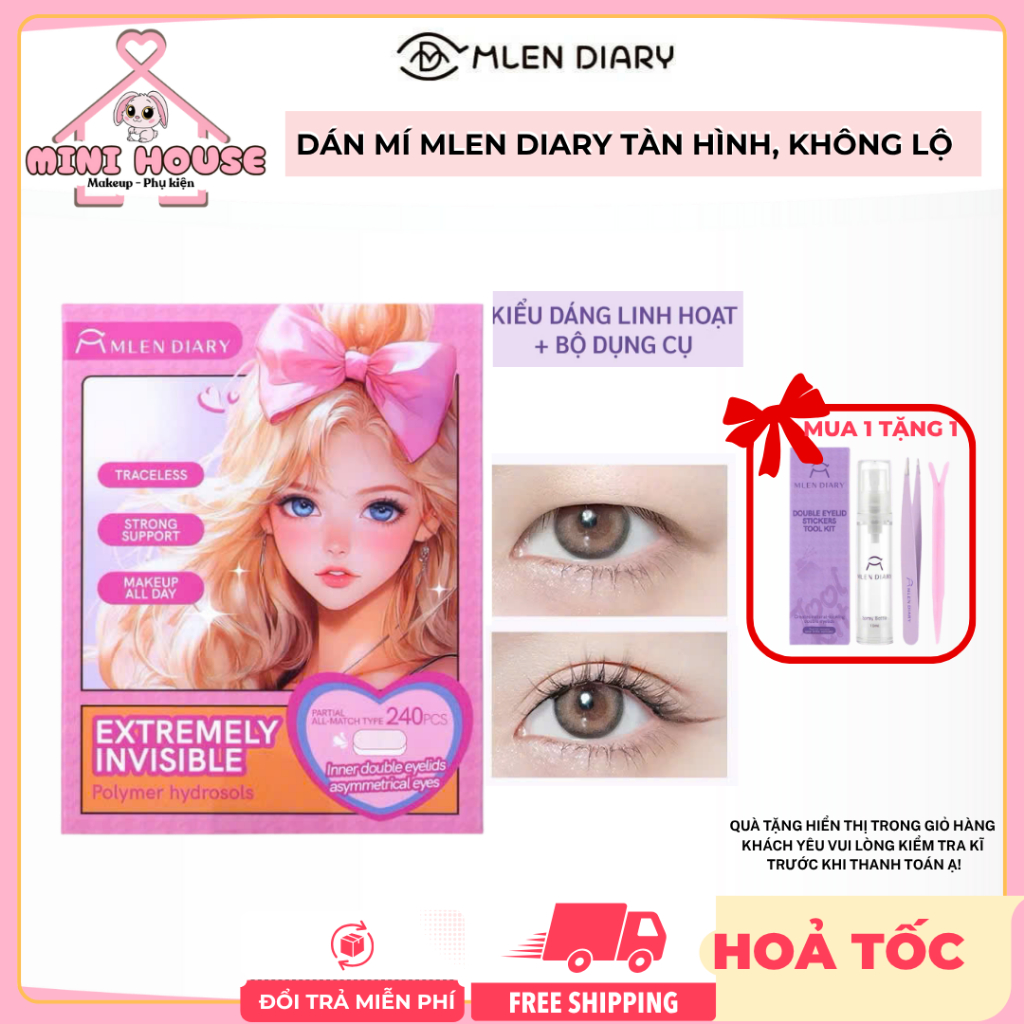 [TẶNG DỤNG CỤ] MLEN DIARY Dán mí tàn hình, kích mí không lộ không trôi ...