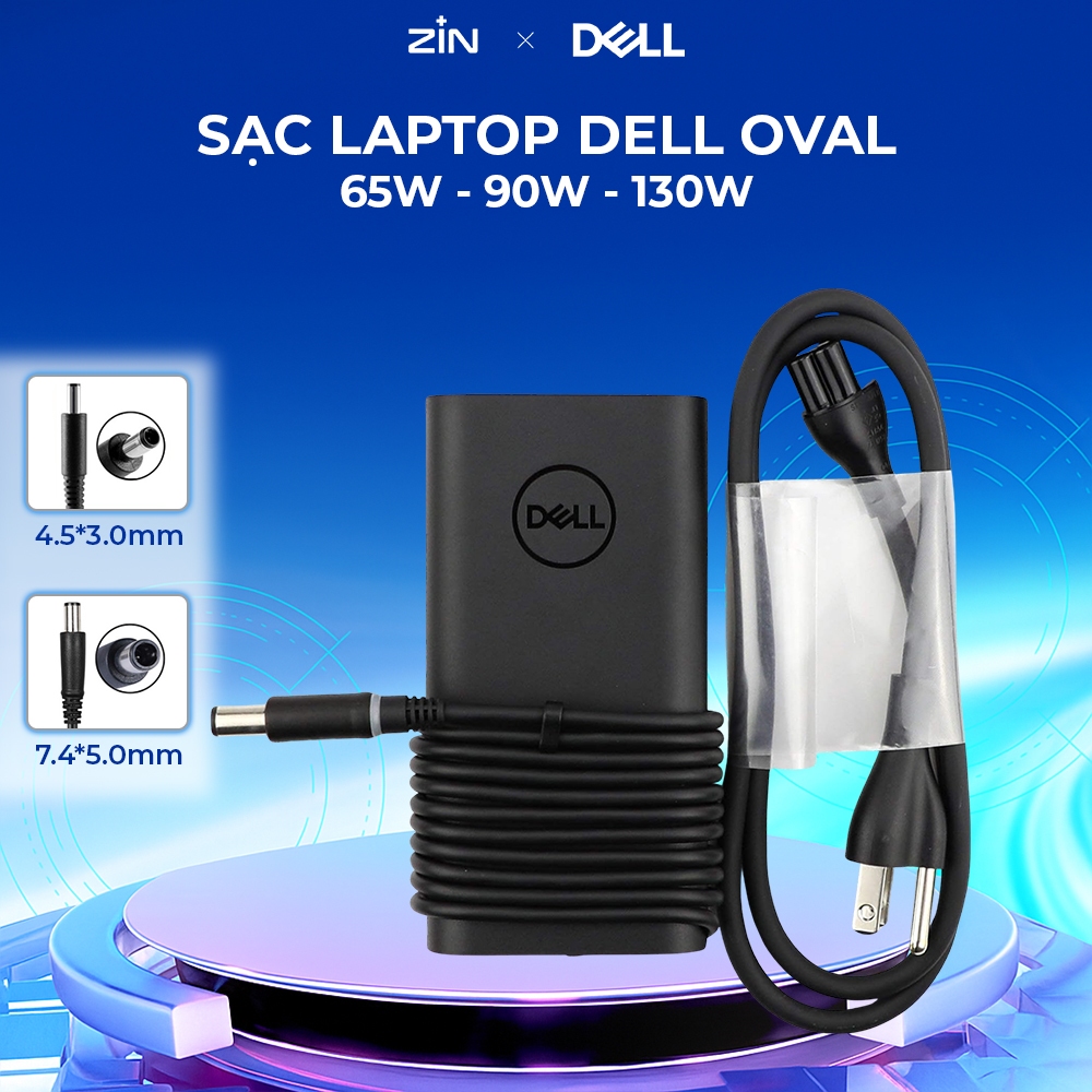 Sạc Laptop Dell Oval bầu dục 19.5V 4.62A 90W, 3.34A 65W, 6.7A 130W chân ...