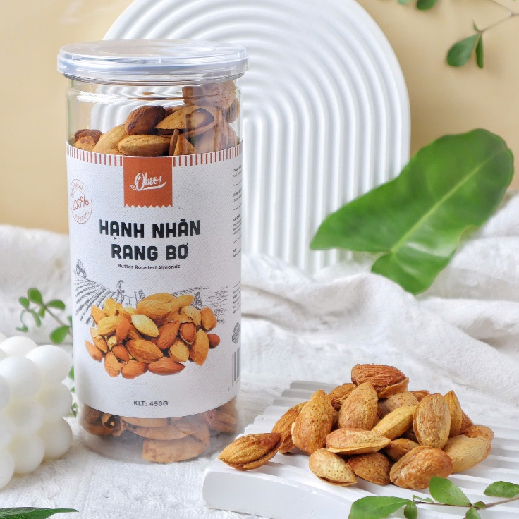 Hạt Hạnh Nhân Nguyên Vỏ Rang Bơ OHOO FOODS Hũ 250G/450G - Hạt Dinh ...