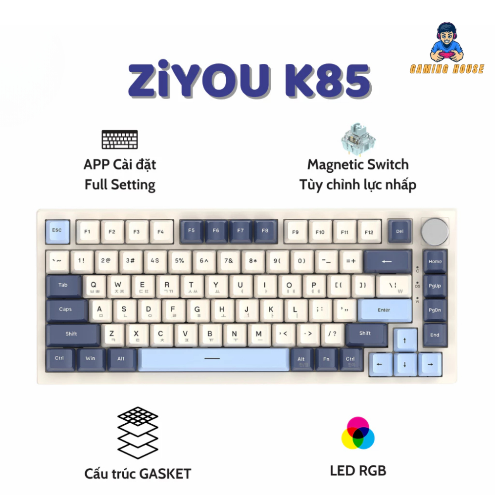 Bàn Phím Cơ K85 Chuyên GAME LED RGB Magnetic Switch Từ Tính, Rapid Trigger Tùy Chỉnh Lực Ấn Qua ...