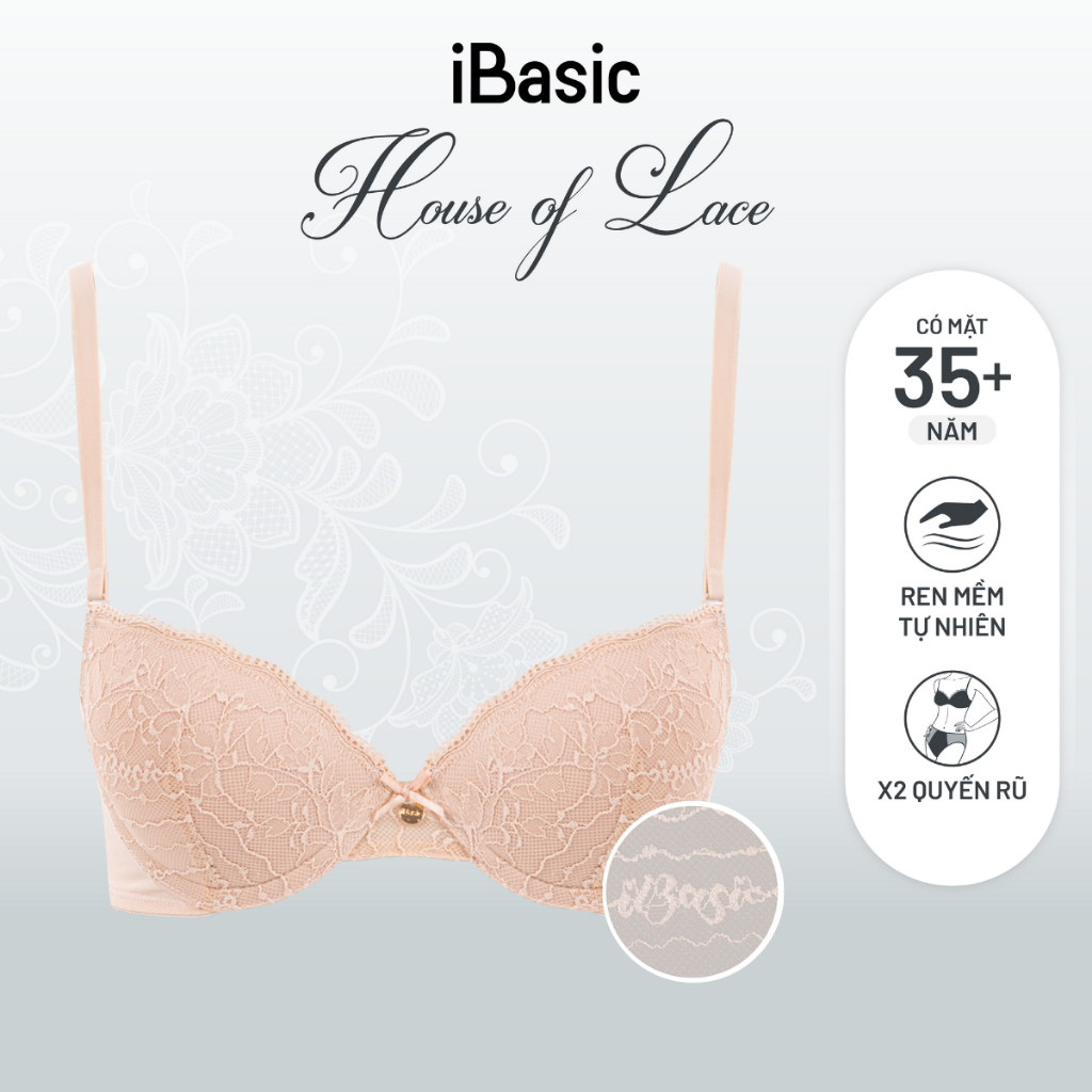 Áo ngực nữ có gọng iBasic cúp Demi mút dày vừa full ren logo BRAW182 ...