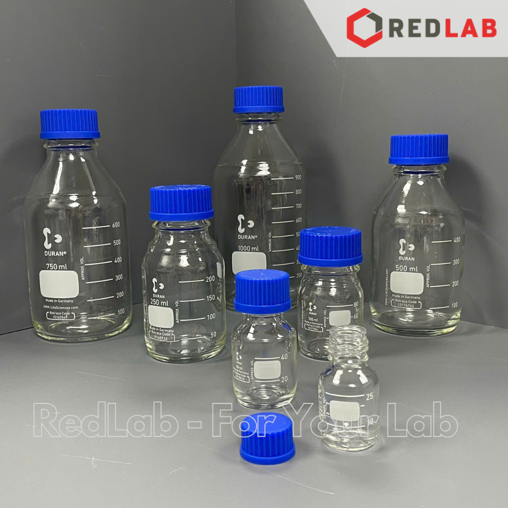 Chai trung tính trắng DURAN Class A 2000ml nắp vặn PP xanh GL 25 32 45 ...