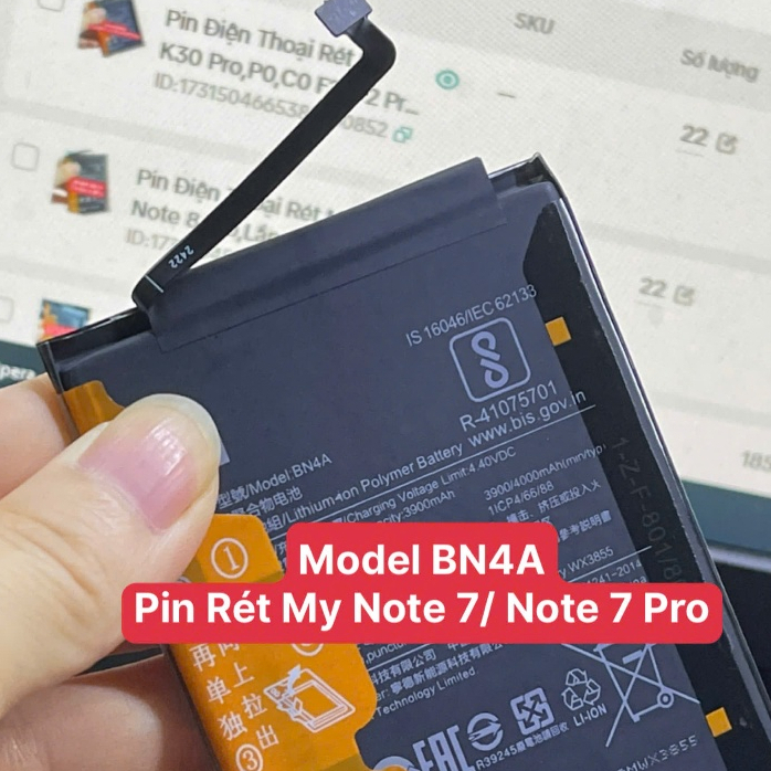 Pin redmi Note 7 / redmi Note 7 Pro /Model BN4A dung lượng 4000mah ...