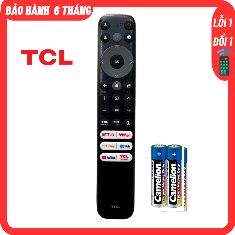 Điều Khiển Tivi TCL Giọng Nói Chính Hãng Kèm Pin - Remote TV TCL ...