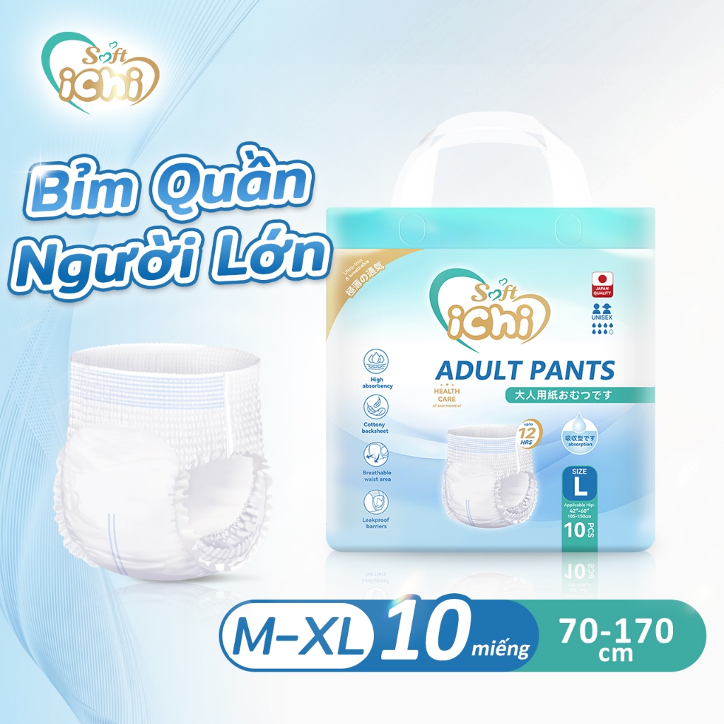 Quần Bỉm Người Lớn Soft ichi Cao Cấp Nhật Thấm hút 12H | Chống tràn hiệu quả | Vải thoáng khí ...