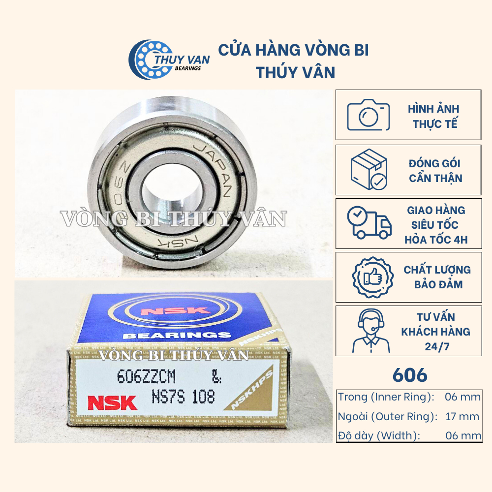 Vòng bi bạc đạn 606 607 608 625 635 682 688 698 699 phớt kim loại ZZ cao su DDU (NS) | Shopee ...