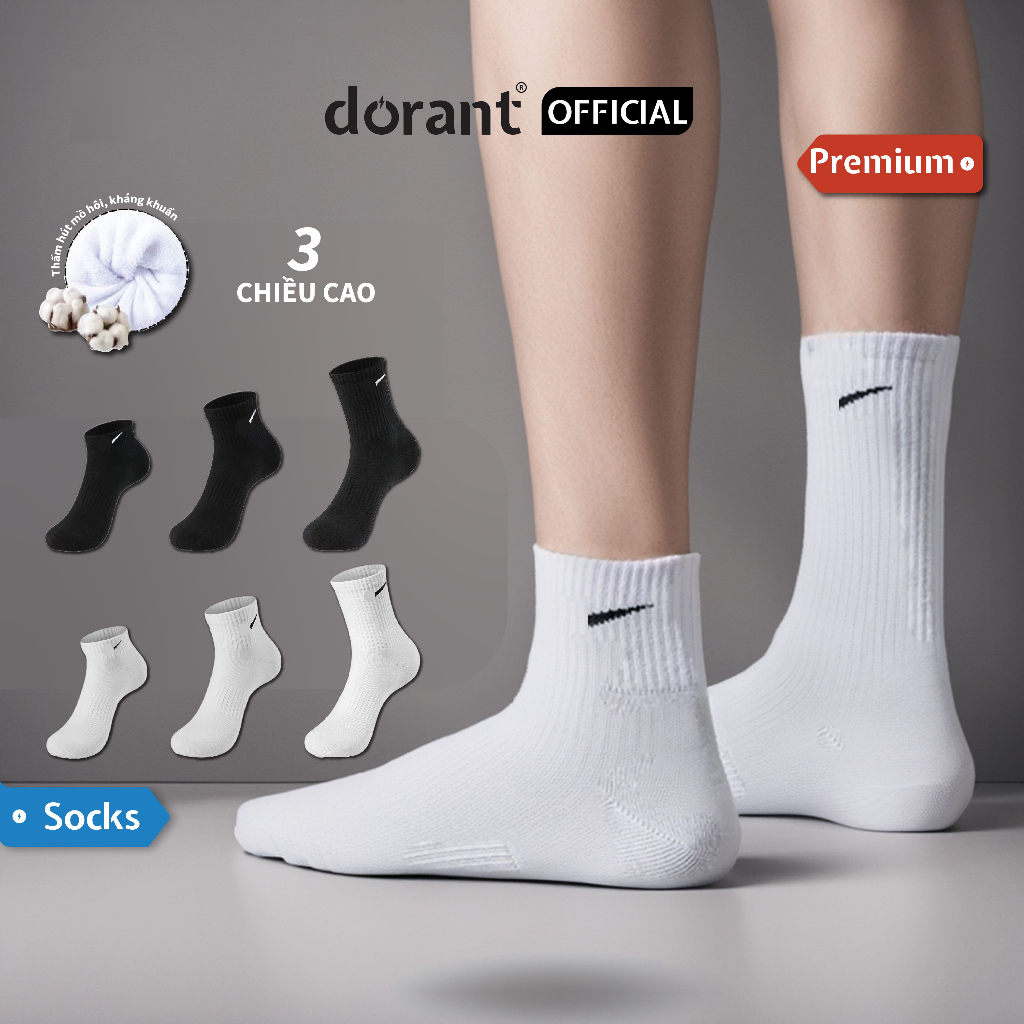 Combo 10 đôi tất thể thao NIKÈ trắng đen thể thao, vớ nam nữ trơn ...