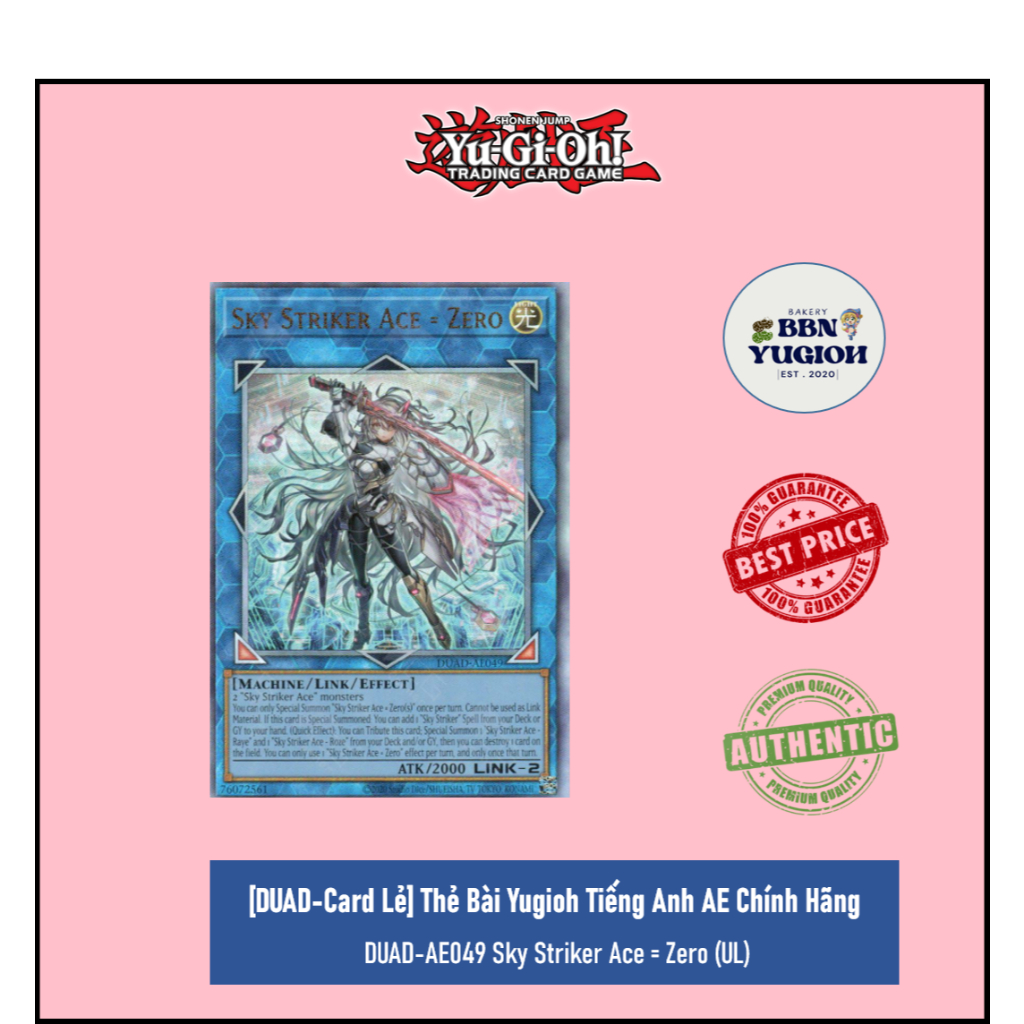 Thẻ Bài Yugioh Tiếng Anh AE Chính Hãng: DUAD-AE049 Sky Striker Ace = Zero (UL) | Shopee Việt Nam