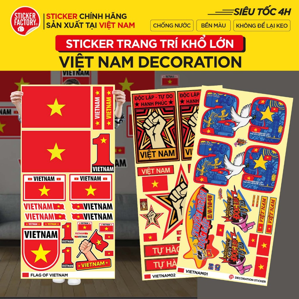 Decoration VIỆT NAM nhiều mẫu - Sticker decal khổ lớn trang trí nhà cửa ...