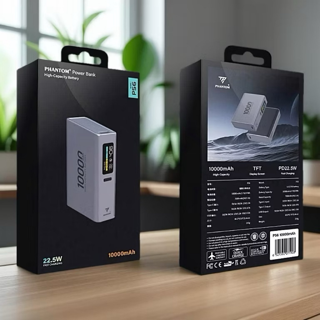 Pin dự phòng mini PHANTOM P56 10000mAh Cell pin Li-on 21700, TypeC PD ...