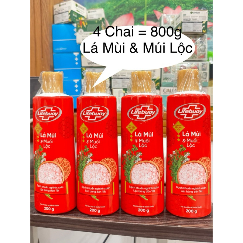 4 Chai =800g Sữa tắm Lifebuoy Thanh Long , Thảo Dược Hoa Sen& Muối lộc ...