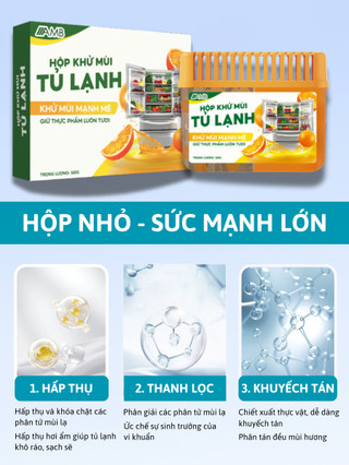 Hộp khử mùi tủ lạnh AMB, khử mùi hôi tủ lạnh, tiêu diệt vi khuẩn, lưu ...