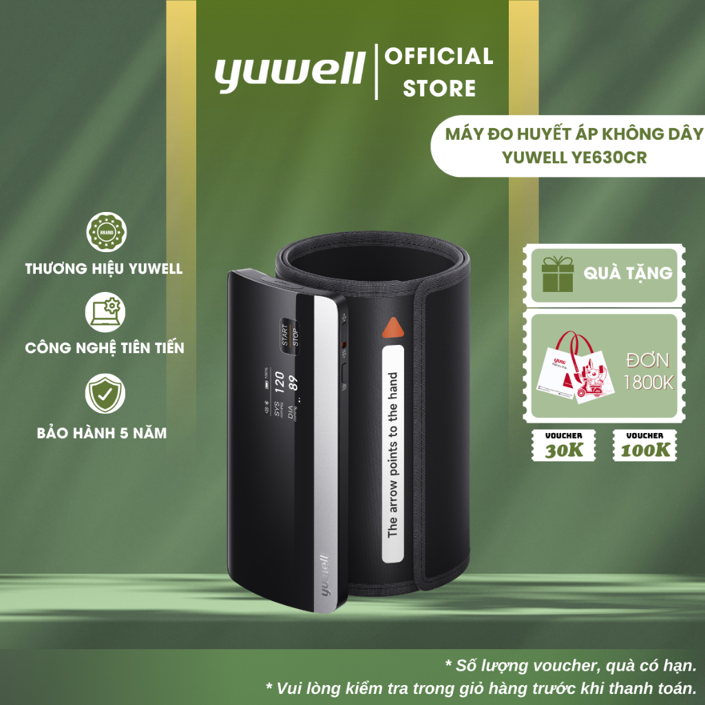 Máy đo huyết áp bắp tay cao cấp không dây Yuwell YE630CR [Nhập khẩu chính hãng - Bảo hành 5 năm ...