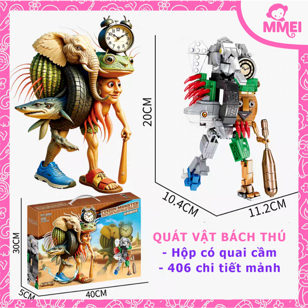 Đồ chơi mô hình lắp ráp Tung Tung Sahur Brainrot hộp lớn + 400 chi tiết ...