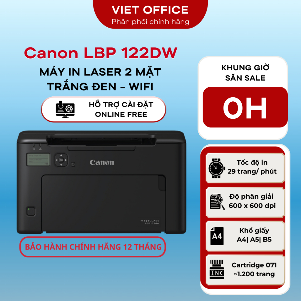 Máy in Laser Canon LBP 122DW (In 2 mặt, USB, LAN, WiFi) - Chính hãng ...