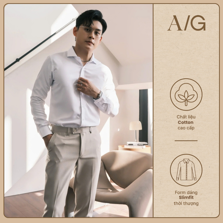 AG002P1 Áo Sơ Mi Americus Gosani Trơn Cao Cấp Màu Trắng | Shopee Việt Nam