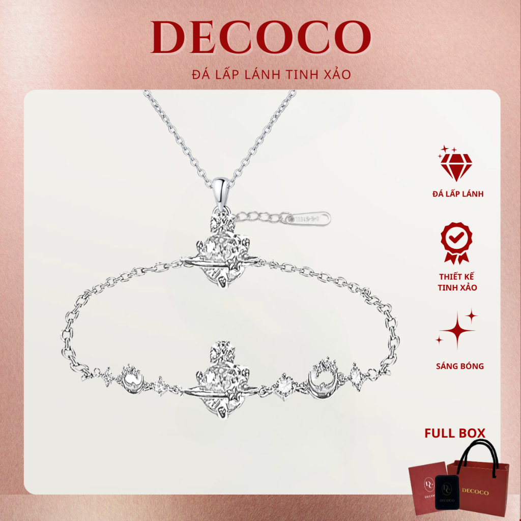 Set vòng cổ và vòng tay MOONLIGHT DECOCO charm đá ( kèm Túi giấy + Hộp ...