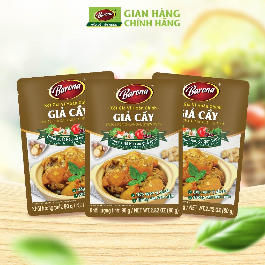 Combo 3 gói Gia vị Giả Cầy Barona 80g ướp ngon chuẩn vị không cần nêm ...