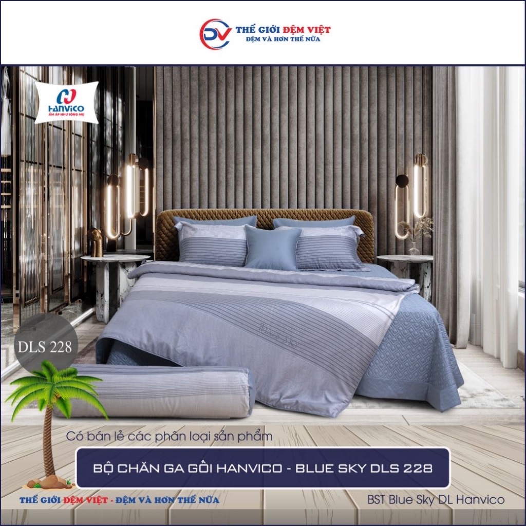 ☀️ Bộ Chăn Ga Gối ☀️ Hanvico Blue Sky DLS 228 - Vải Cotton cao cấp (bán lẻ ga chun / vỏ chăn ...
