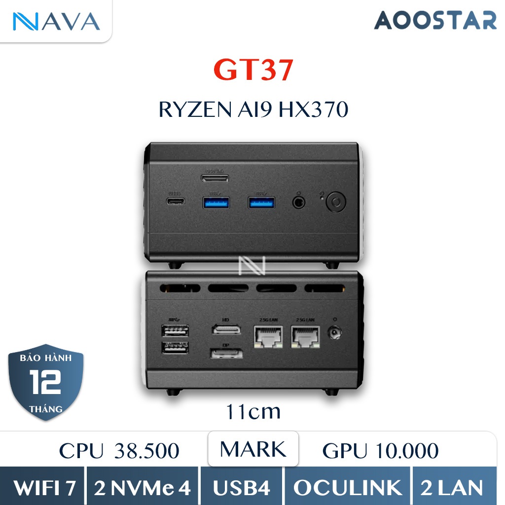 Mini PC AOOSTAR GT37 Ryzen AI 9 HX370 890M, Hỗ trợ eGPU, Mạnh mẽ, Êm ái ...