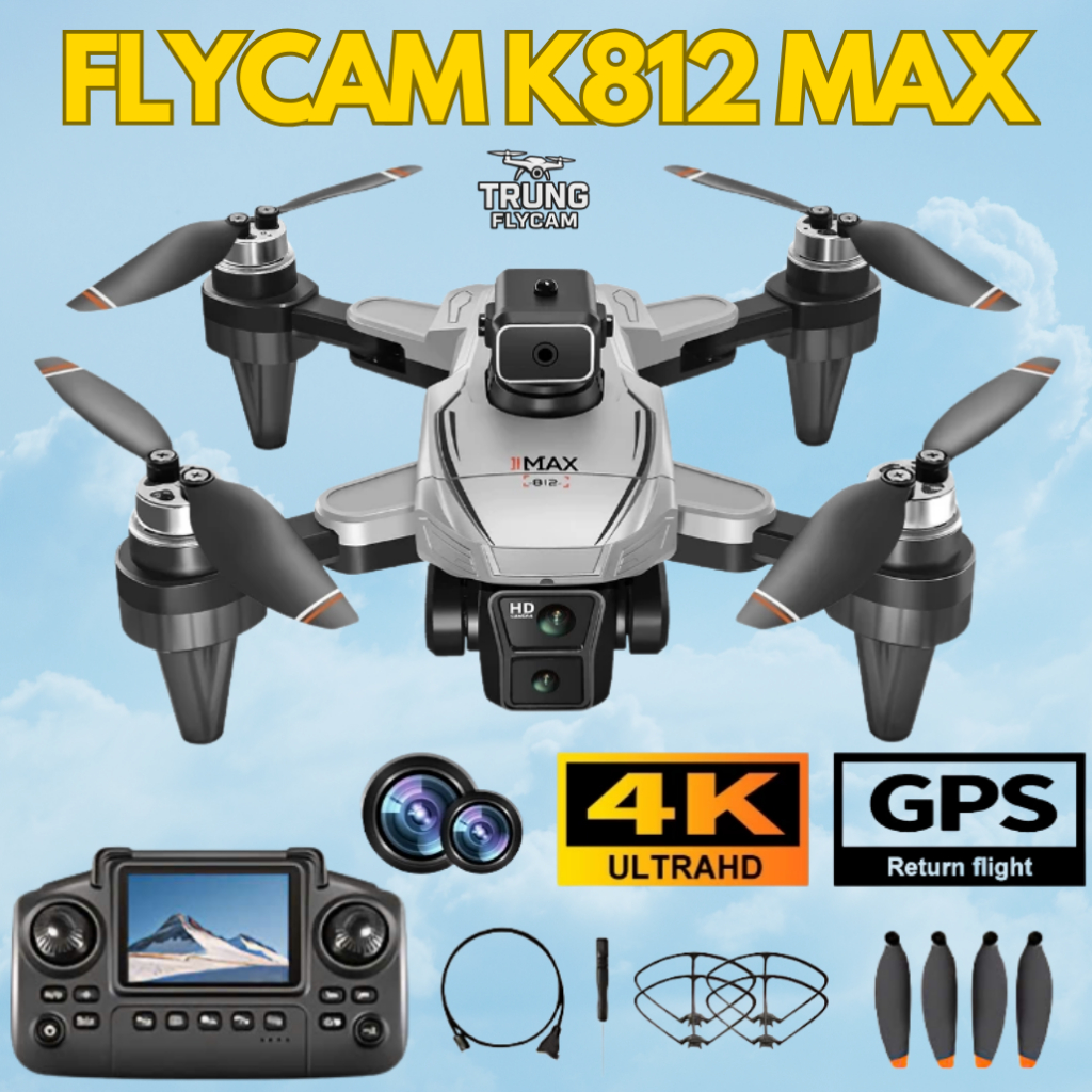 Flycam K812 Max, Tay Cầm Màn Hình, Định Vị GPS, Camera 4K, Động Cơ ...