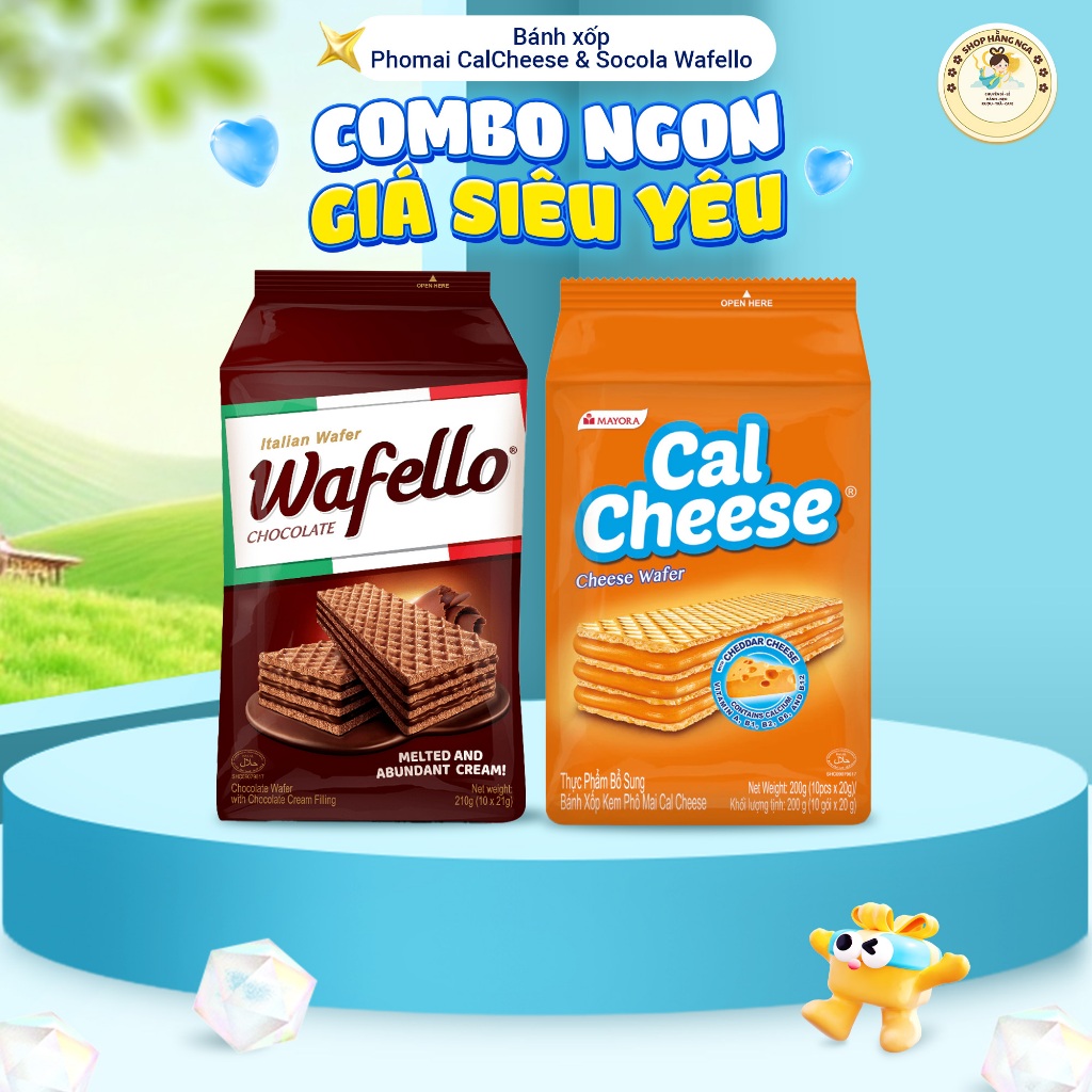 Combo 2 Bánh Xốp Wafello, CalCheese Phô Mai Và Socola 10 Gói/Bịch ...
