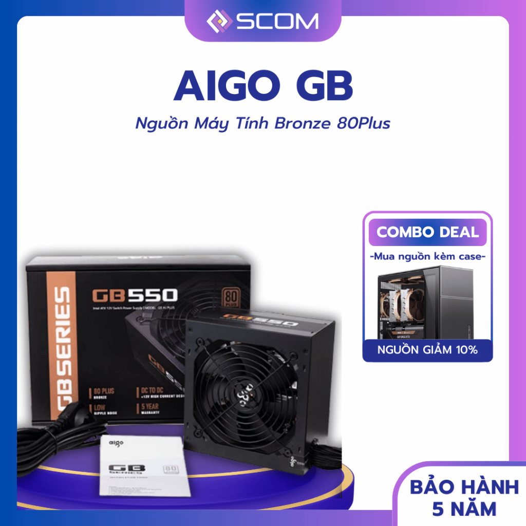 Nguồn Máy Tính Aigo Bronze 80plus GB550 GB650 GB750 Non Modun 150mm ...
