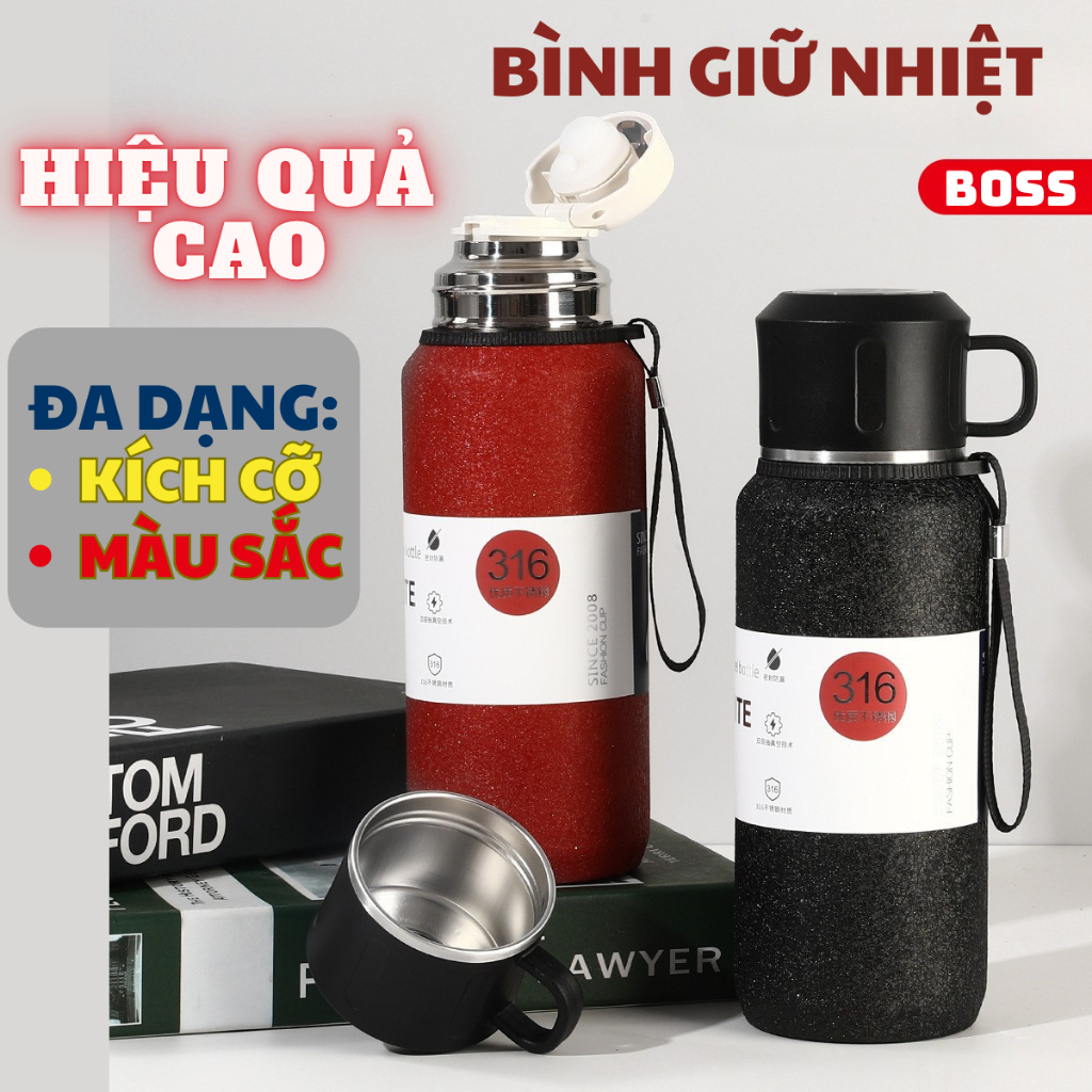 BOSS Bình Giữ Nhiệt Cao Cấp, INOX 316, 800ml, 1500ml, Giữ Nhiệt Hiệu Quả 24-36h, Tiện Lợi Mang ...