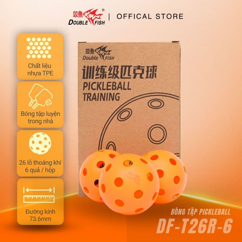 Bóng Pickleball Double Fish DF T26R-6 - Nhựa PVC Đường kính 73.6mm | Shopee Việt Nam