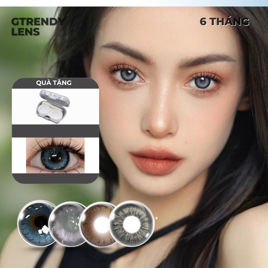 Kính áp tròng GTRENDY siêu tây giãn vừa có nhũ Naree Blue, Naree Violet ...