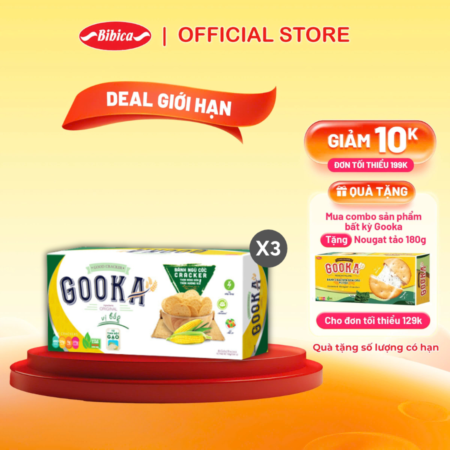 Combo 3 Bánh Gooka Cracker Ngũ Cốc Bibica 160g | Shopee Việt Nam