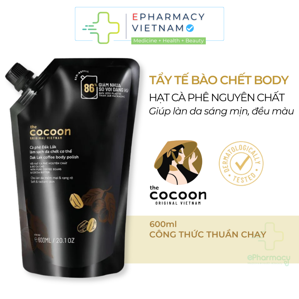 Tẩy Tế Bào Chết Body Cafe Đắk Lắk Cocoon Túi Refill Body Scrub 600ml ...