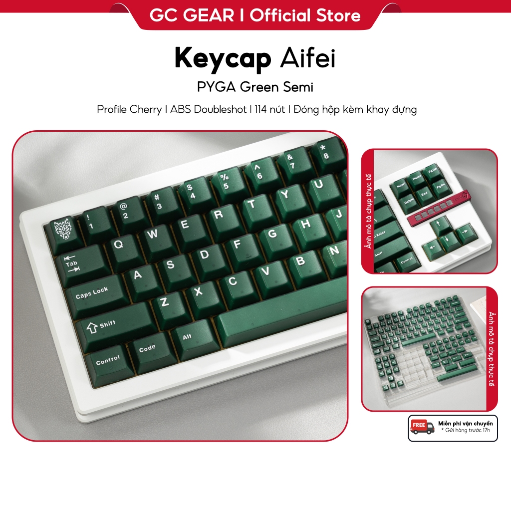 Keycap Aifei PYGA Green Semi-Transparent ABS Doubleshot Cherry Profile ...