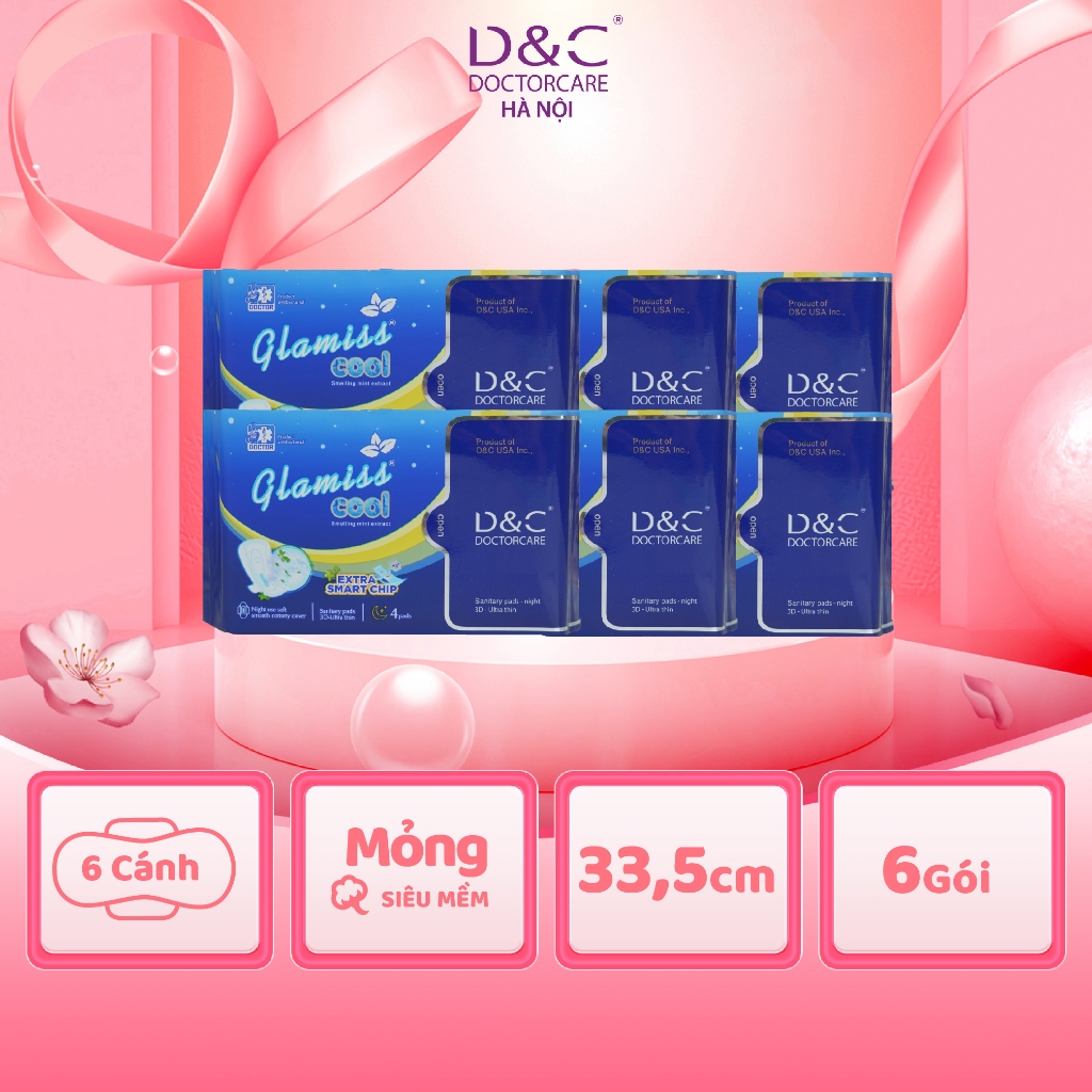 6 gói băng vệ sinh Glamiss Cool Extra ban đêm, BVS thảo dược siêu the ...