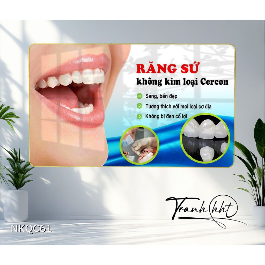 Tranh treo tường Nha Khoa răng sứ không kim loại Cercon tráng gương ...