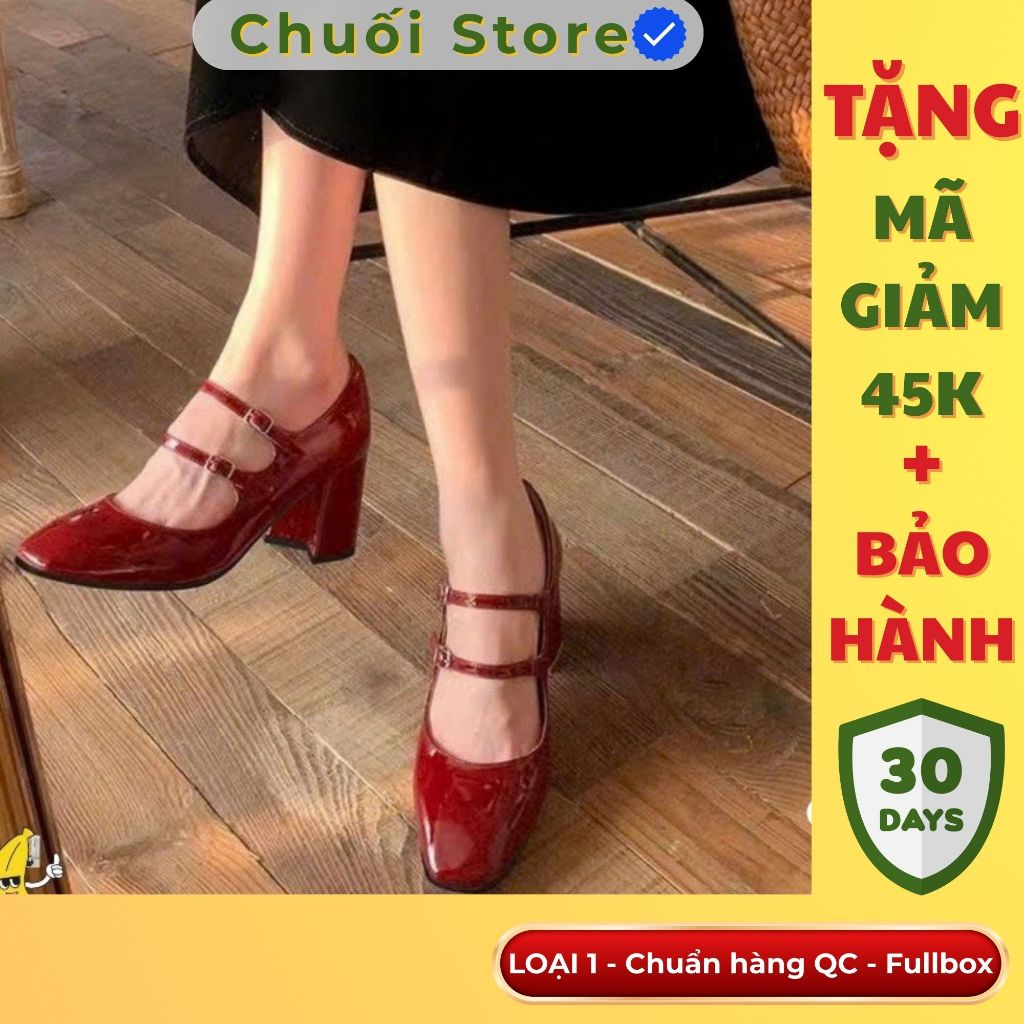 [SẴN CHUẨN QC] Giày maryjane LOẠI 1 kiểu pháp cao 7cm hack dáng quai mảnh khuy gài dễ mang sang ...