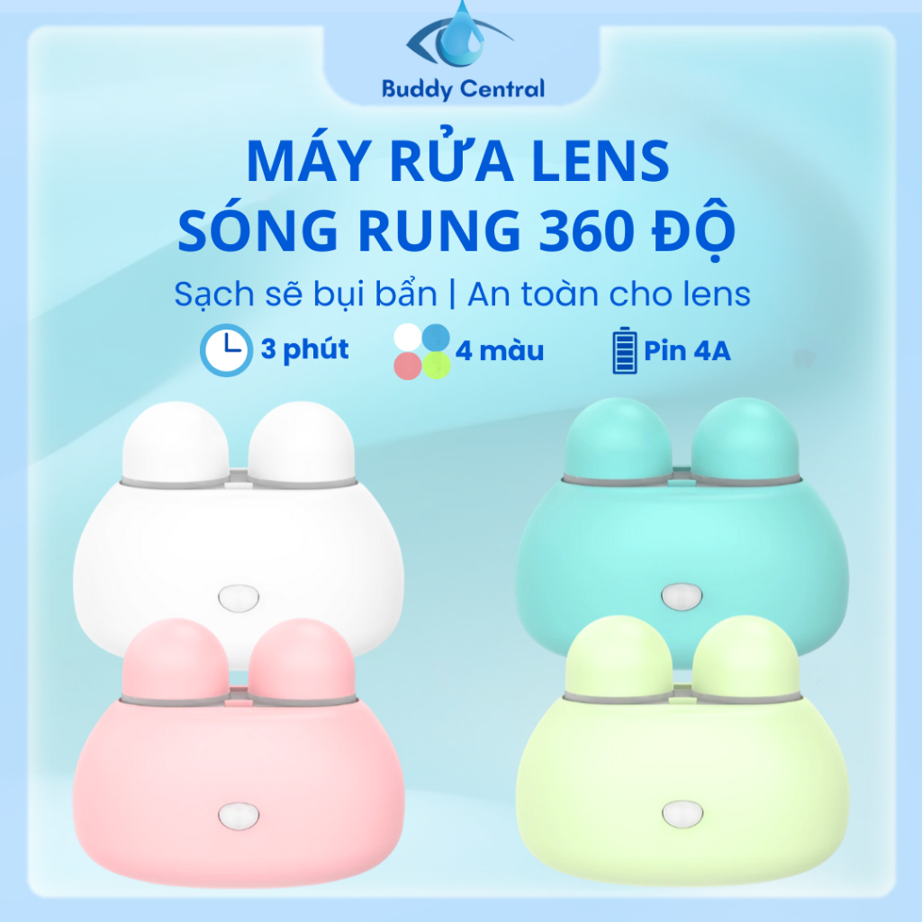 Máy rửa lens Buddy Central sóng rung 360 độ, máy rửa kính áp tròng ...