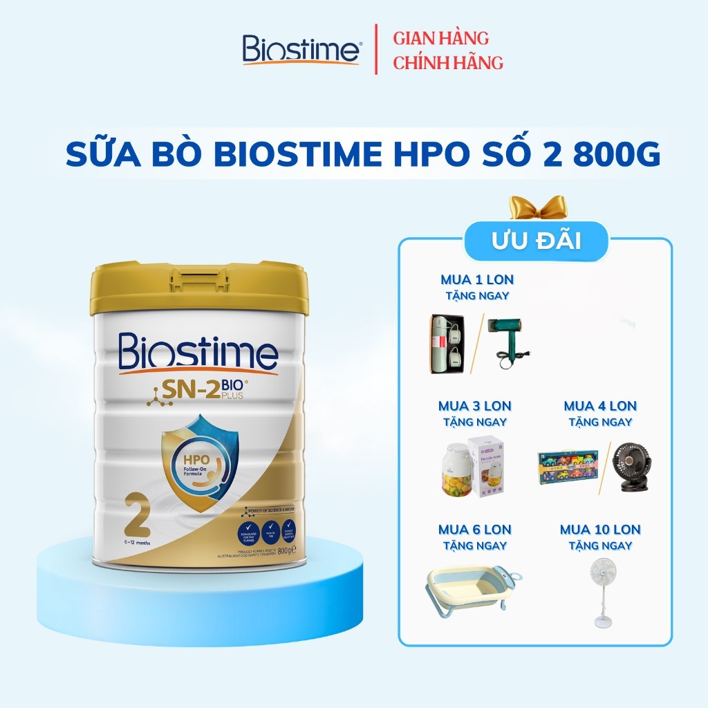 Sữa Bò Biostime SN2 Bio Plus HPO số 2, cải thiện tiêu hóa tăng cường ...