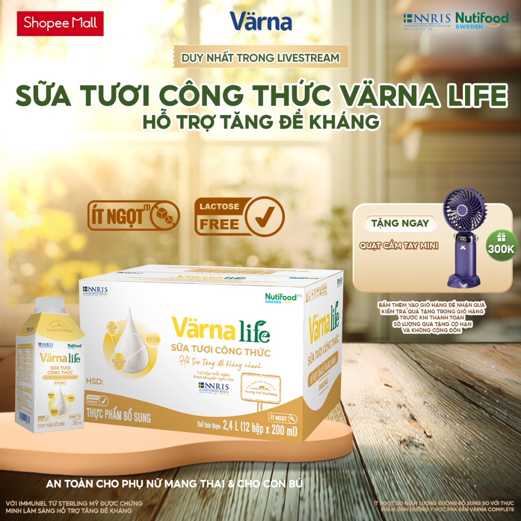 [LIVESTREAM HANNAH] Thùng 12 hộp Varna Life sữa tươi công thức (12 hộp ...
