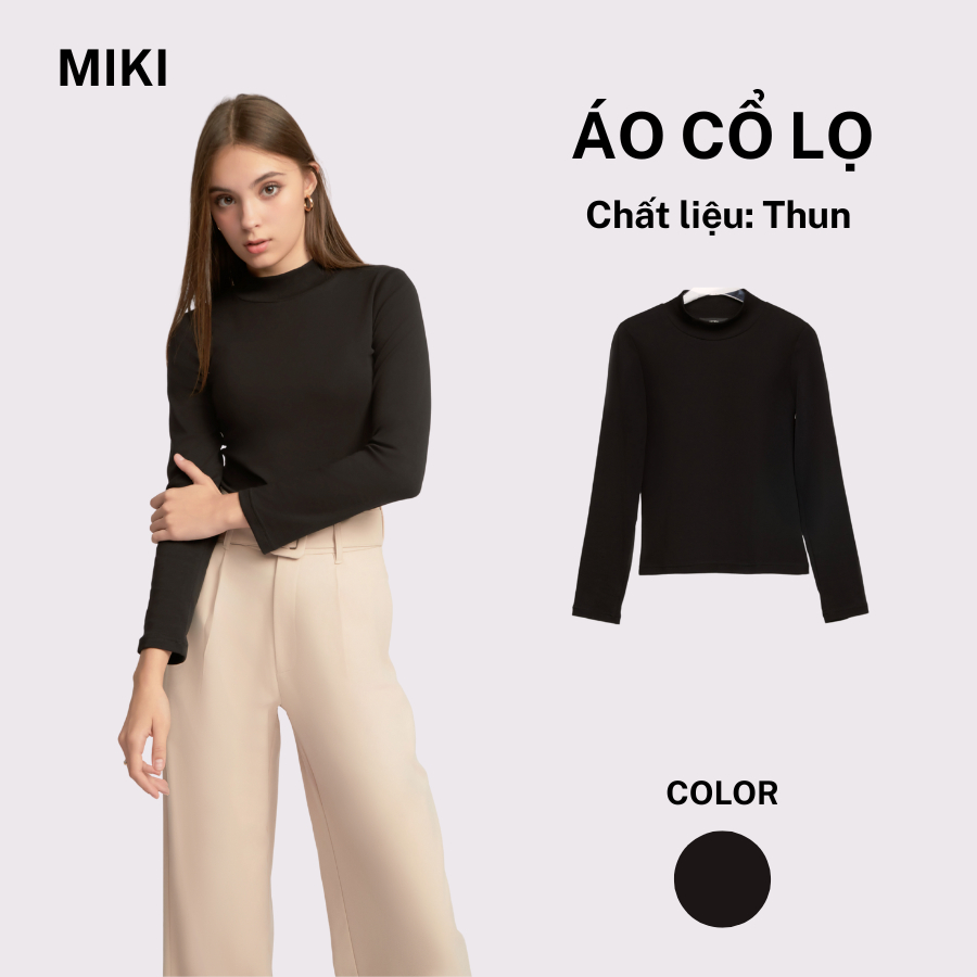 ÁO THUN CỔ LỌ ĐEN MIKI DÁNG DÀI | Shopee Việt Nam