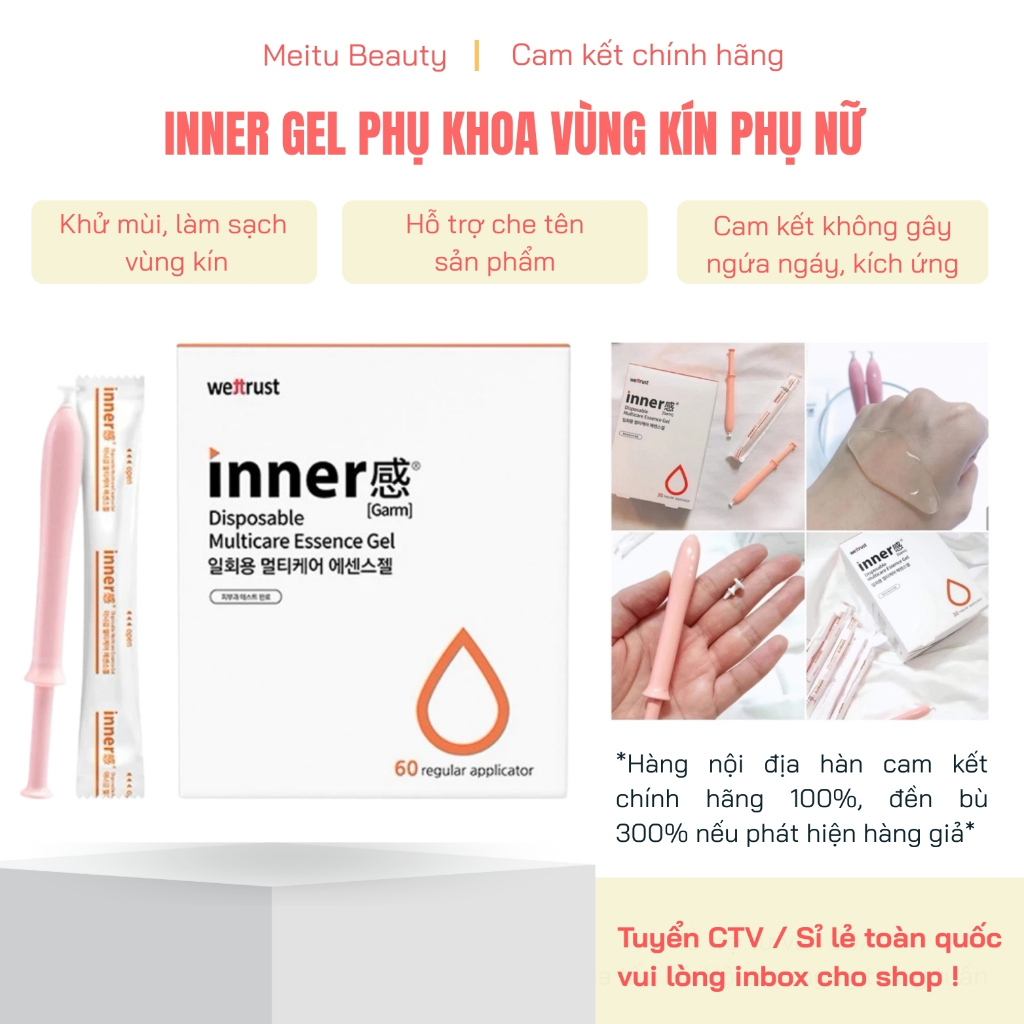 Gel phụ khoa nội địa Hàn Inner 60 ống hỗ trợ làm sạch, dưỡng ẩm vùng ...