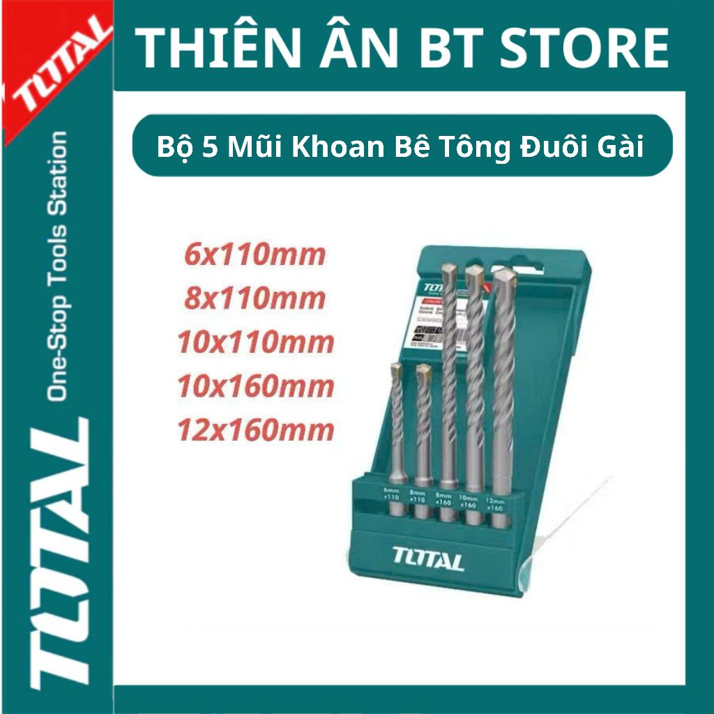Bộ 5 Mũi Khoan Bê Tông Đuôi Gài TOTAL TAC190501 | Shopee Việt Nam