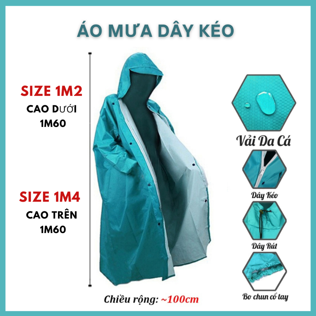 Áo Mưa Dây Kéo Vải Dù Tổ Ong Cao Cấp Size 1m2-1m4 Hàng Xưởng Việt Nam ...