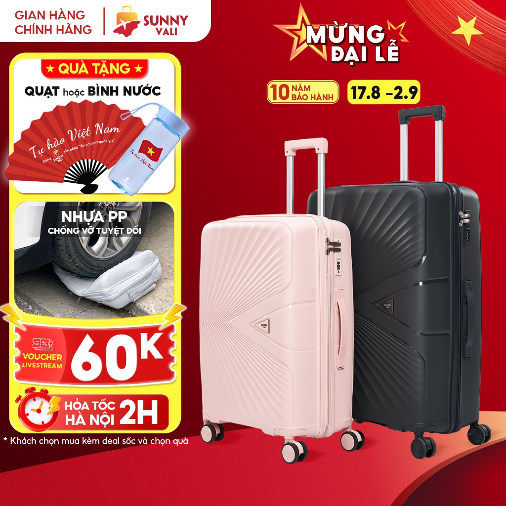 Vali kéo du lịch SUNNY PICA nhựa PP chống vỡ tuyệt đối, vali size 28 24 ...