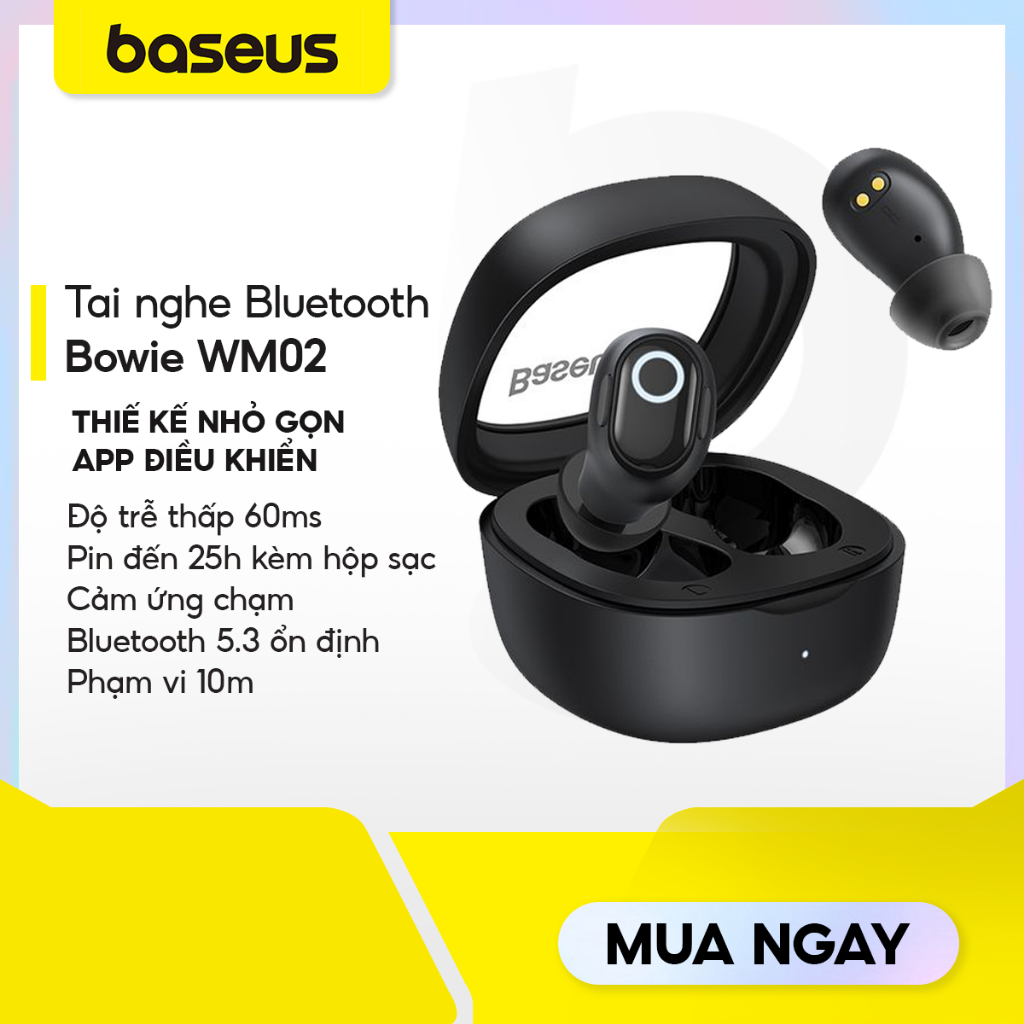 Tai Nghe Bluetooth Baseus WM02 Chính Hãng – Nhỏ Gọn | Bluetooth 5.3 ...