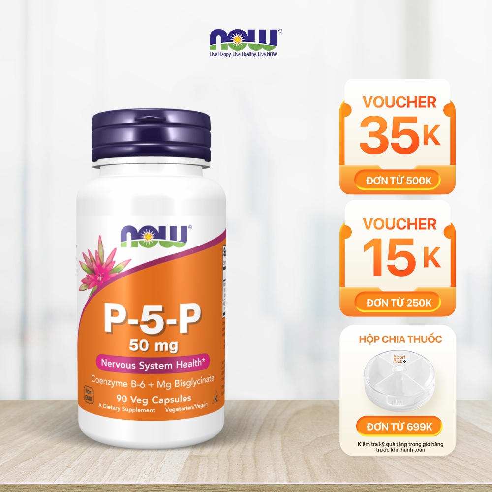 (đủ bill) Viên uống magie vitamin B6 Now P5P (Mỹ) hấp thụ cực nhanh ...